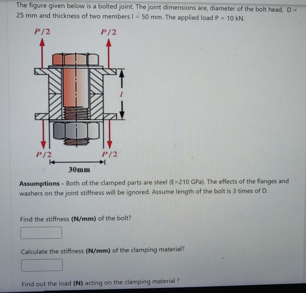 Solved The figure given below is a bolted joint. The joint | Chegg.com
