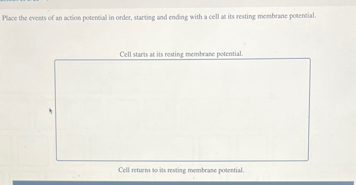Solved Place the events of an action potential in order, | Chegg.com