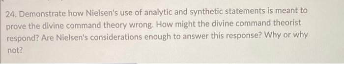 24. Demonstrate how Nielsen's use of analytic and | Chegg.com