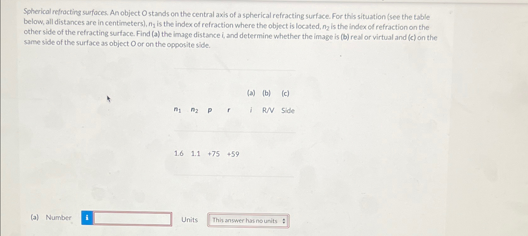 Solved Spherical Refracting Surfaces An Object O ﻿stands On