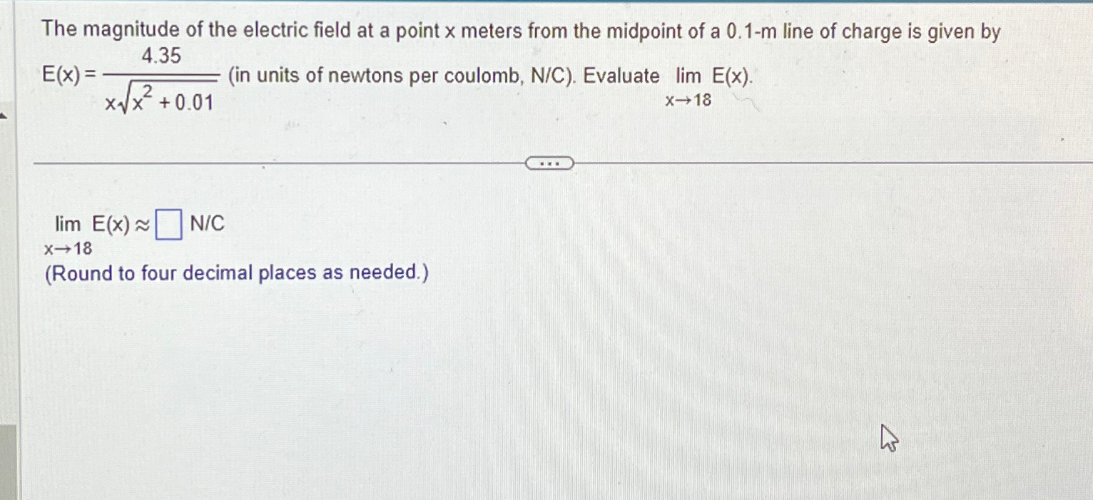 Solved The magnitude of the electric field at a point x | Chegg.com