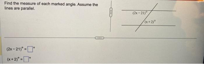 Solved Find the measure of each marked angle. Assume the | Chegg.com