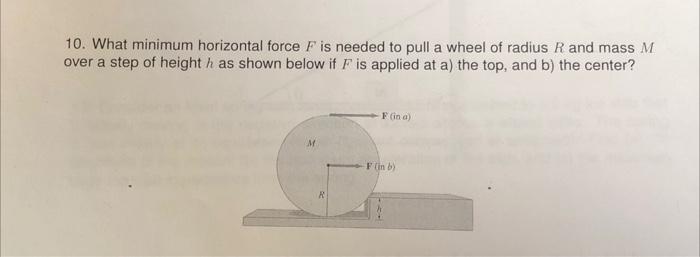 Solved 10. What minimum horizontal force F is needed to pull | Chegg.com