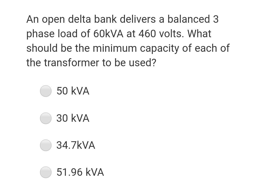 Solved An open delta bank delivers a balanced 3 phase load | Chegg.com