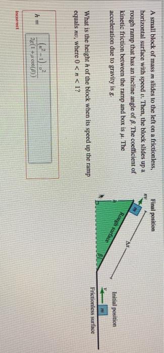 Solved Final position A small block of mass m slides to the | Chegg.com