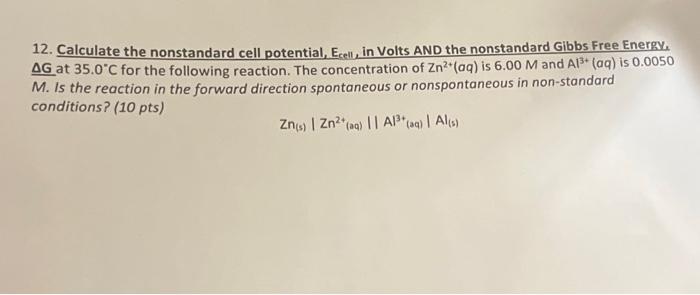 Solved Calculate the nonstandard cell potential, Ecell, in | Chegg.com