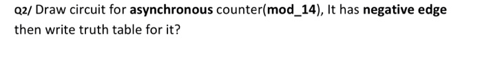 Solved Q2/ Draw circuit for asynchronous counter(mod_14), It | Chegg.com