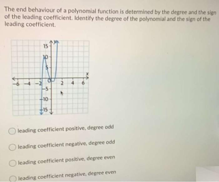 Solved The end behaviour of a polynomial function is | Chegg.com