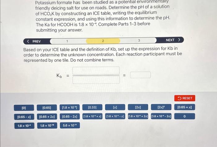 Solved Potassium formate has been studied as a potential | Chegg.com