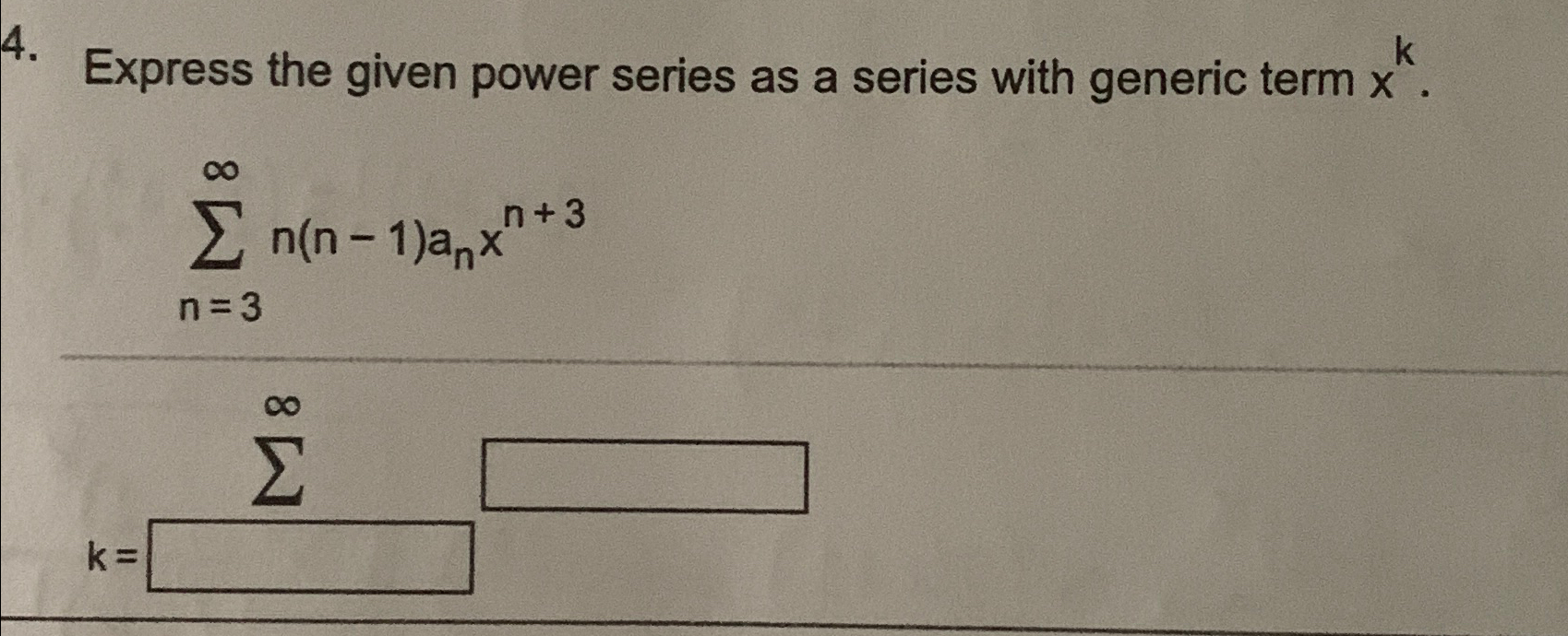 Solved Express the given power series as a series with | Chegg.com