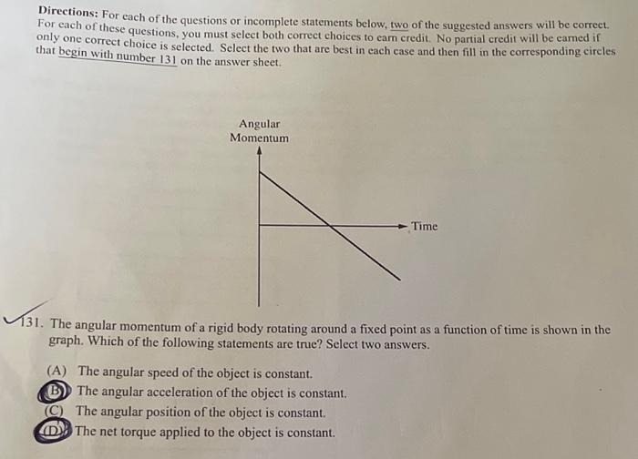 Solved Directions: For each of the questions or incomplete | Chegg.com