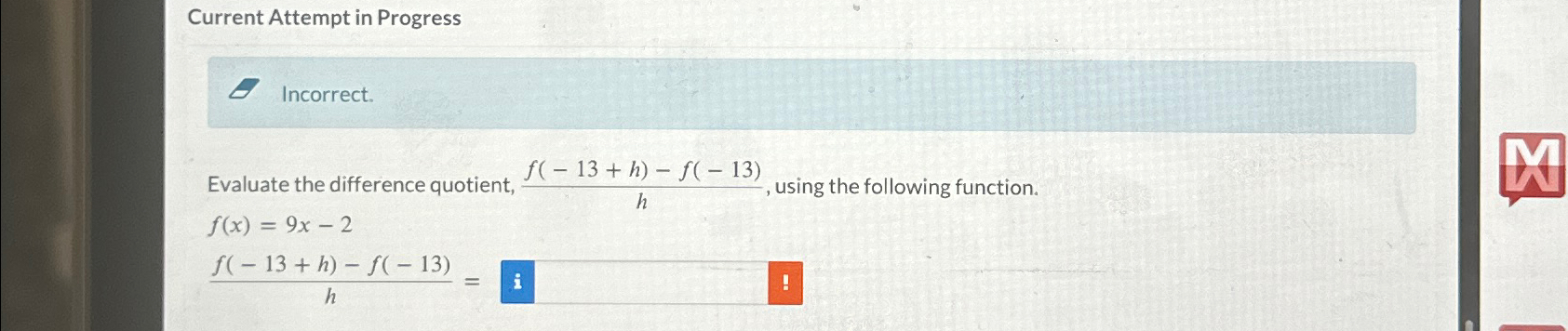 Solved Current Attempt in ProgressIncorrect.Evaluate the | Chegg.com