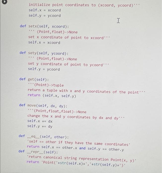 Solved >>> C= A) Add method distance to the class Point. It | Chegg.com