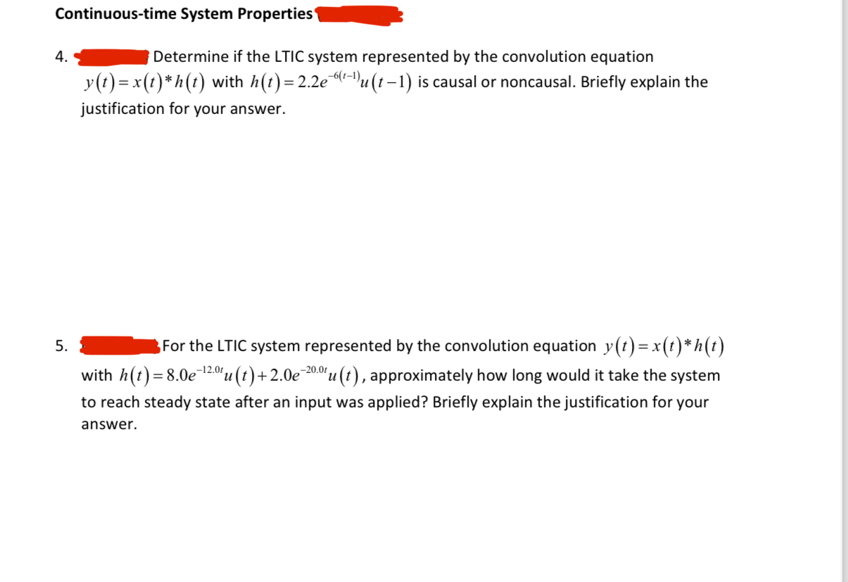 Solved Continuous Time System Properties4 ﻿determine If The