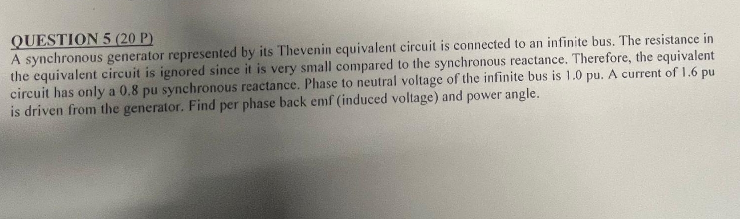 Solved QUESTION 5 (20 P)A synchronous generator represented | Chegg.com Solved QUESTION 5 (20 P)A synchronous generator represented | Chegg.com