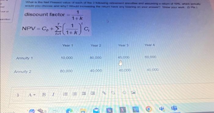 discount factor =1+k1 NPV=C0+∑t=1r(1+k1)′C1 | Chegg.com