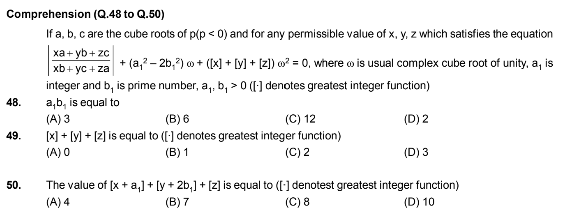 Solved Comprehension (Q. 48 ﻿to Q.50)If a,b,c ﻿are the cube | Chegg.com