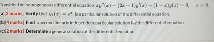 Solved Consider the homogeneous differential equation xy" | Chegg.com