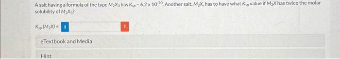 Solved A salt having a formula of the type M2X3 has | Chegg.com