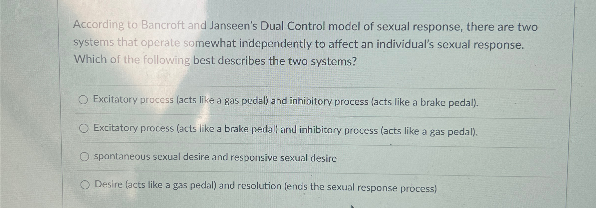 Solved According to Bancroft and Janseen's Dual Control | Chegg.com