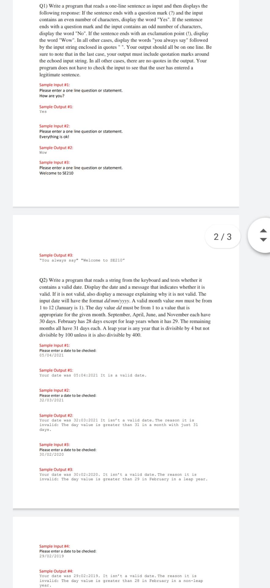 Solved Q1) Write a program that reads a one-line sentence as | Chegg.com