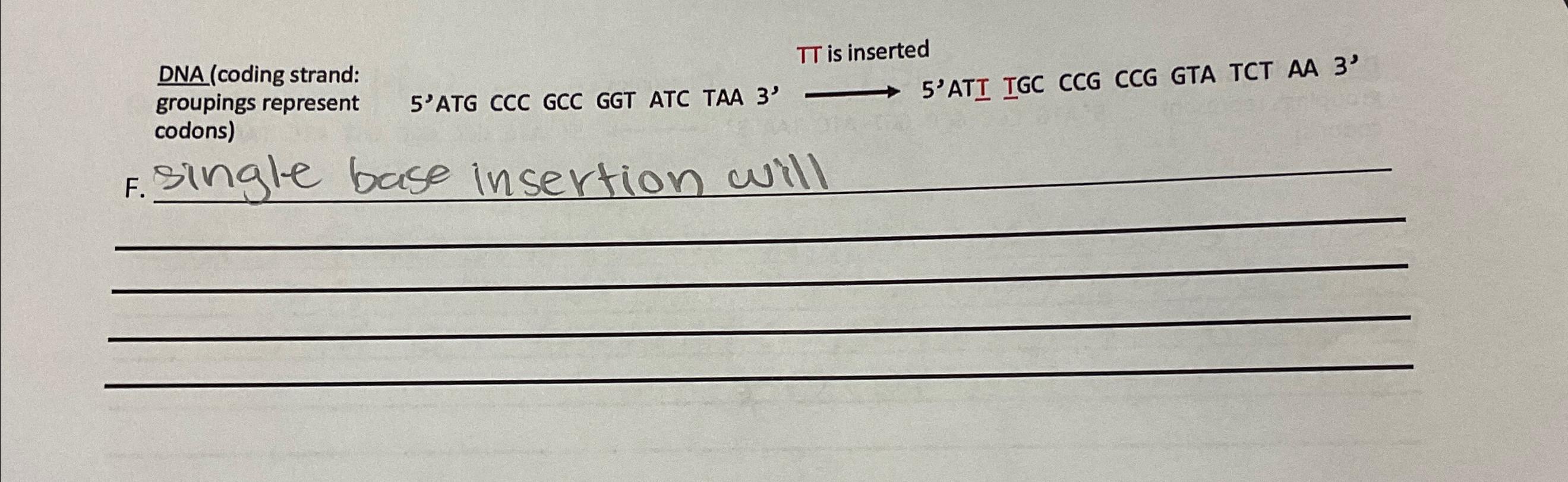 Solved DNA (coding strand: groupings represent 5'ATG CCC GCC | Chegg.com