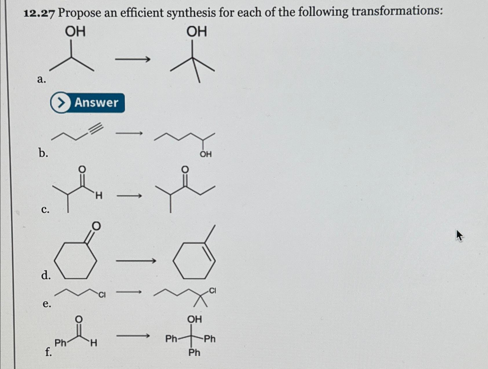 Solved 12.27 ﻿Propose an efficient synthesis for each of the | Chegg.com