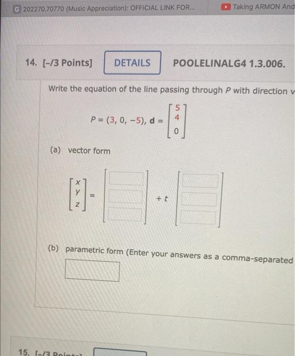 Solved Write The Equation Of The Line Passing Through P With