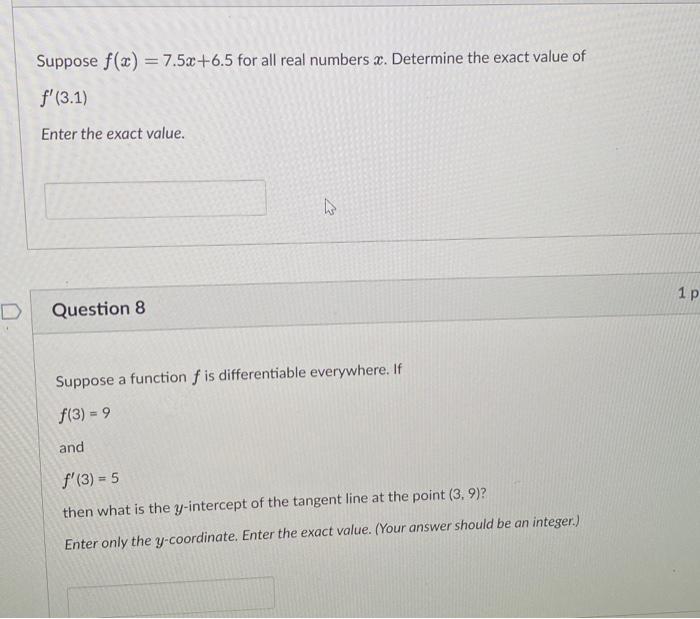 Suppose f(x)=7.5x+6.5 for all real numbers x. | Chegg.com
