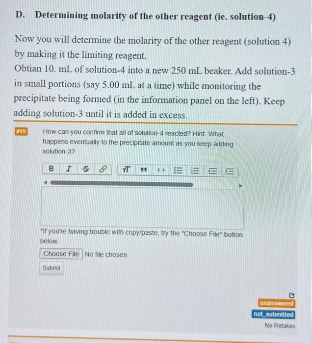 A. Mixing equal volumes The solutions labeled | Chegg.com
