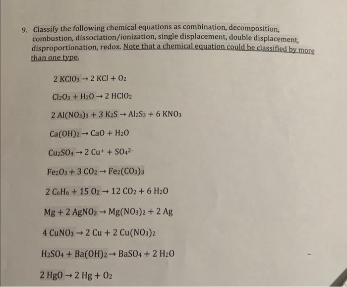 Solved 8. For the following redox reactions, identify the | Chegg.com