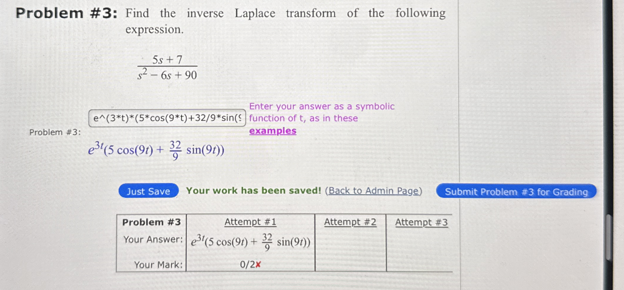 Solved Problem #3: Find the inverse Laplace transform of the | Chegg.com