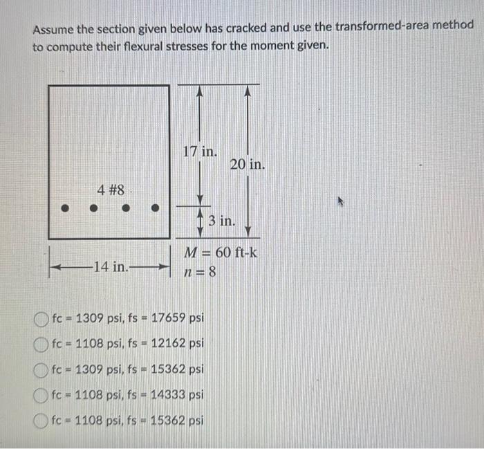 Solved Assume the section given below has cracked and use | Chegg.com