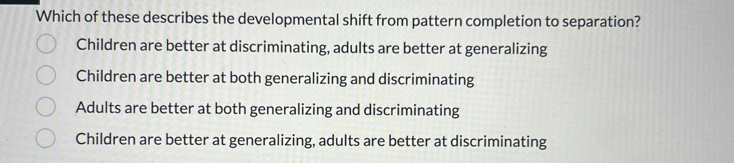 Solved Which of these describes the developmental shift from | Chegg.com
