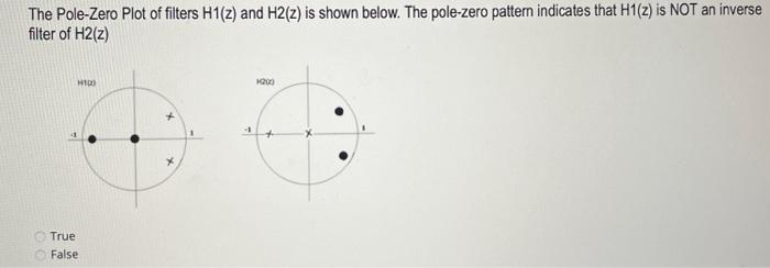 Solved The Pole-Zero Plot of filters H1(z) and H2(z) is | Chegg.com