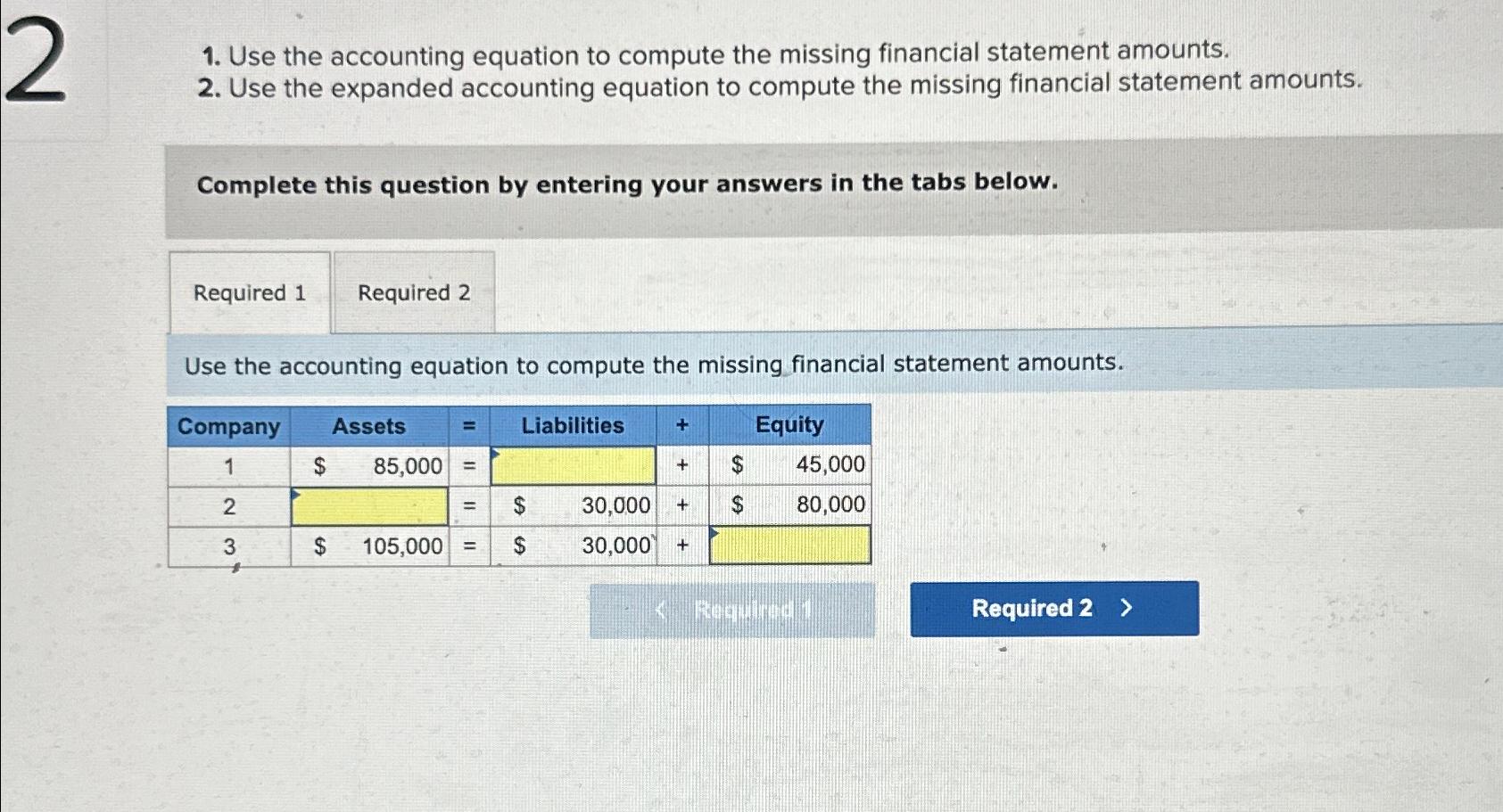 1. ﻿Use the accounting equation to compute the | Chegg.com
