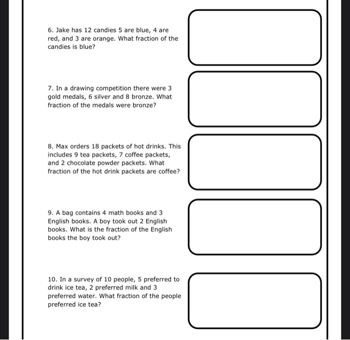 Solved Creating Fractions from Story Problems - Independent | Chegg.com