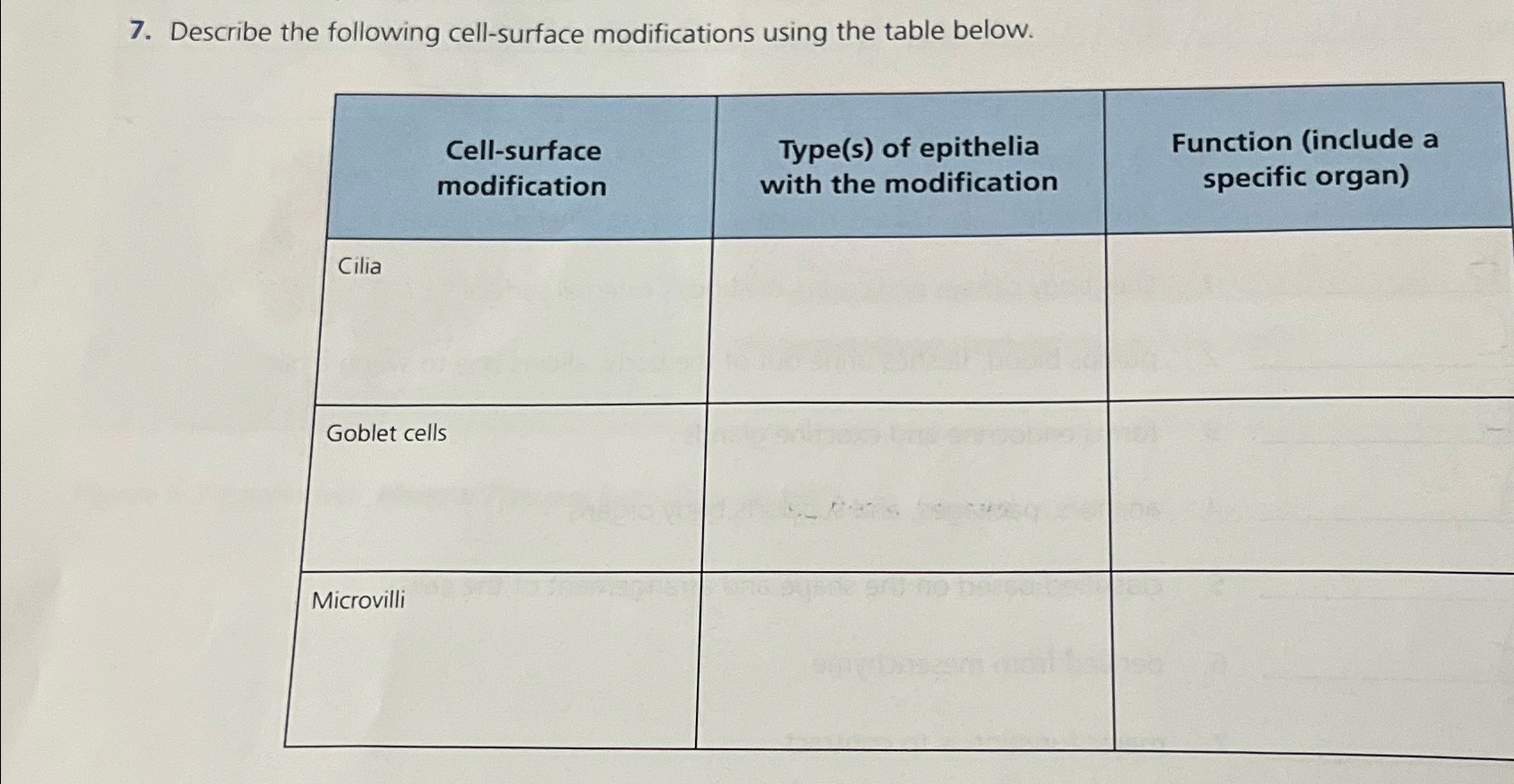 Solved Describe the following cell-surface modifications | Chegg.com