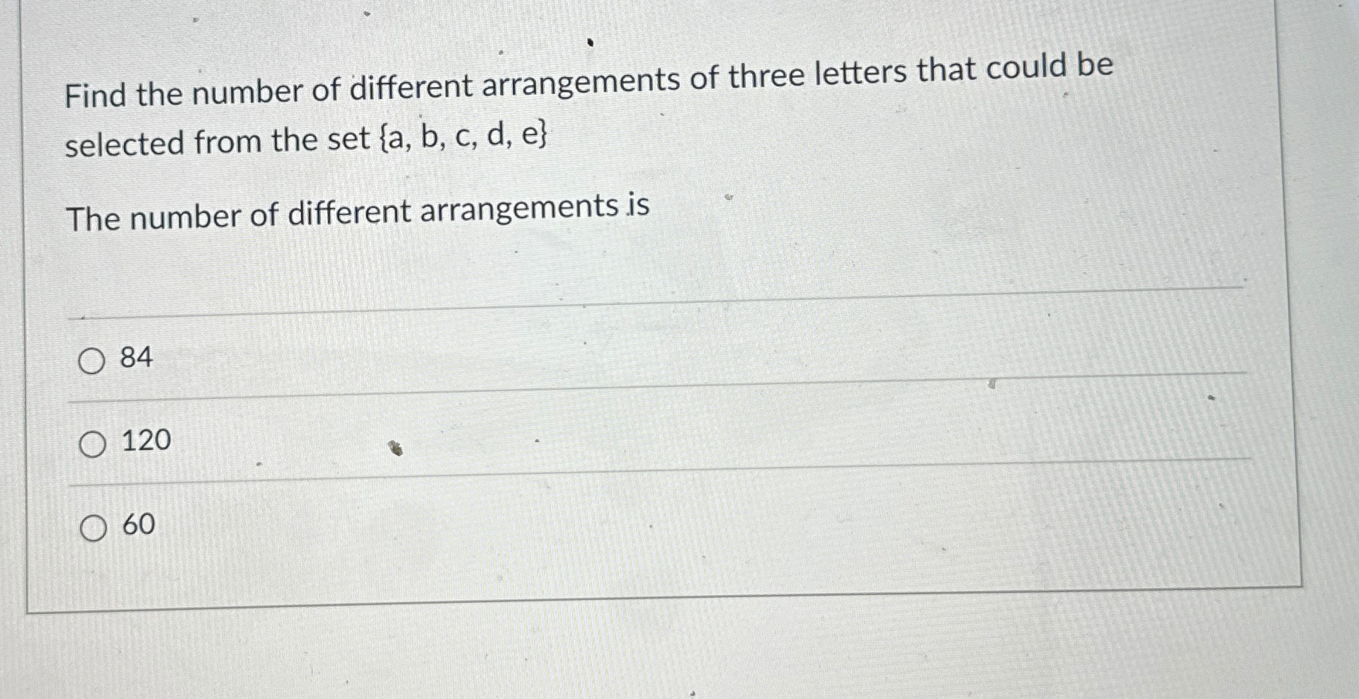 Solved Find the number of different arrangements of three | Chegg.com