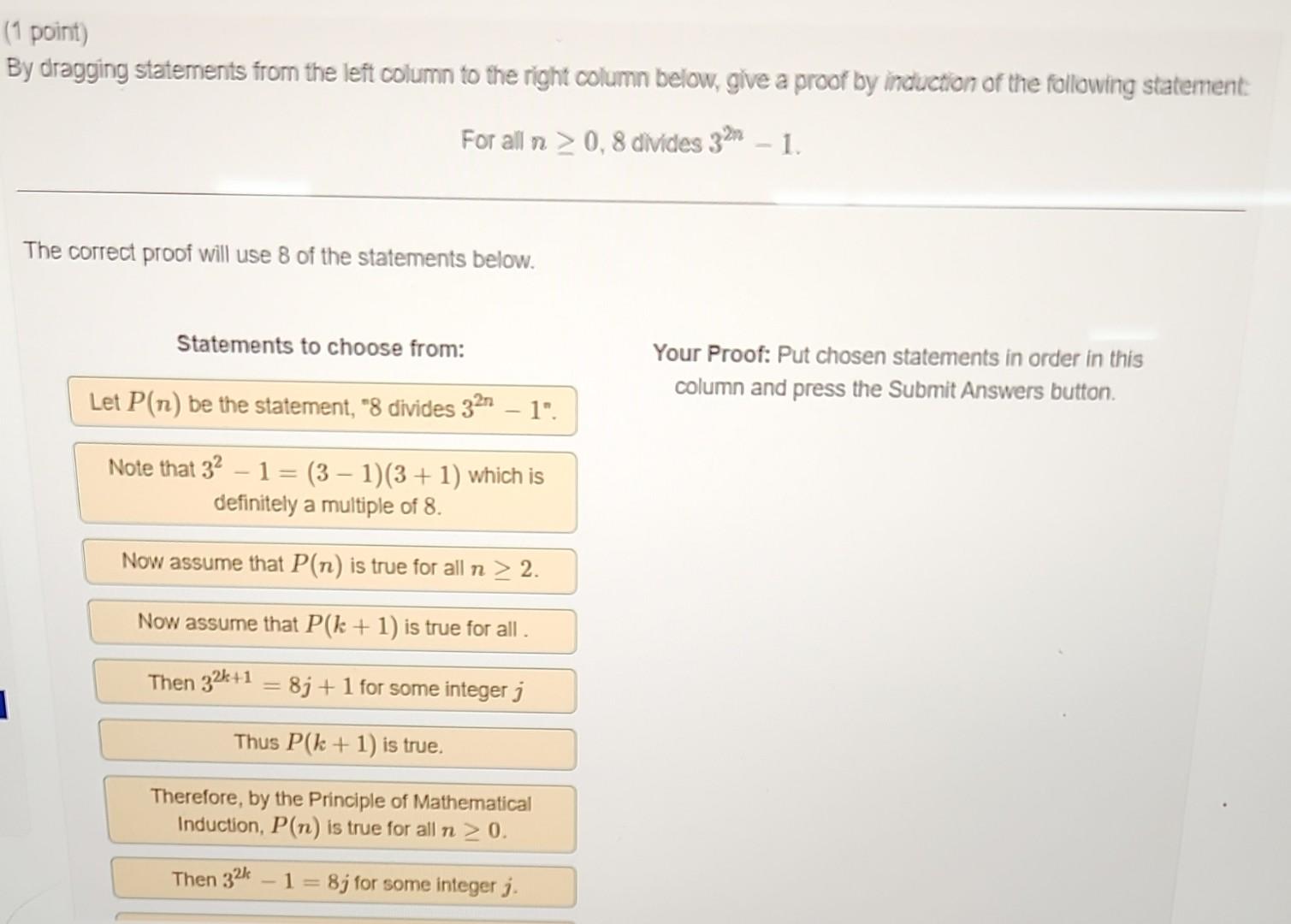 Solved (1 pint) By dragging statements from the left column | Chegg.com