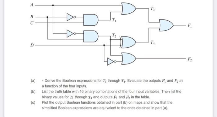 Solved (a) - Derive the Boolean expressions for T1 through | Chegg.com