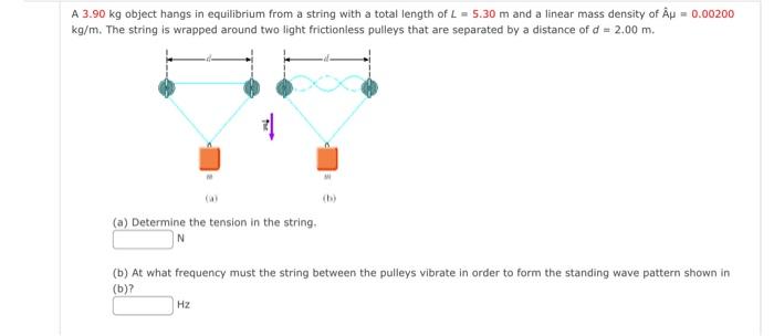 Solved A 3.90 kg object hangs in equilibrium from a string | Chegg.com