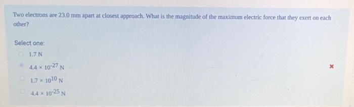 Solved Two electrons are 23.0 mm apart at closest approach. | Chegg.com
