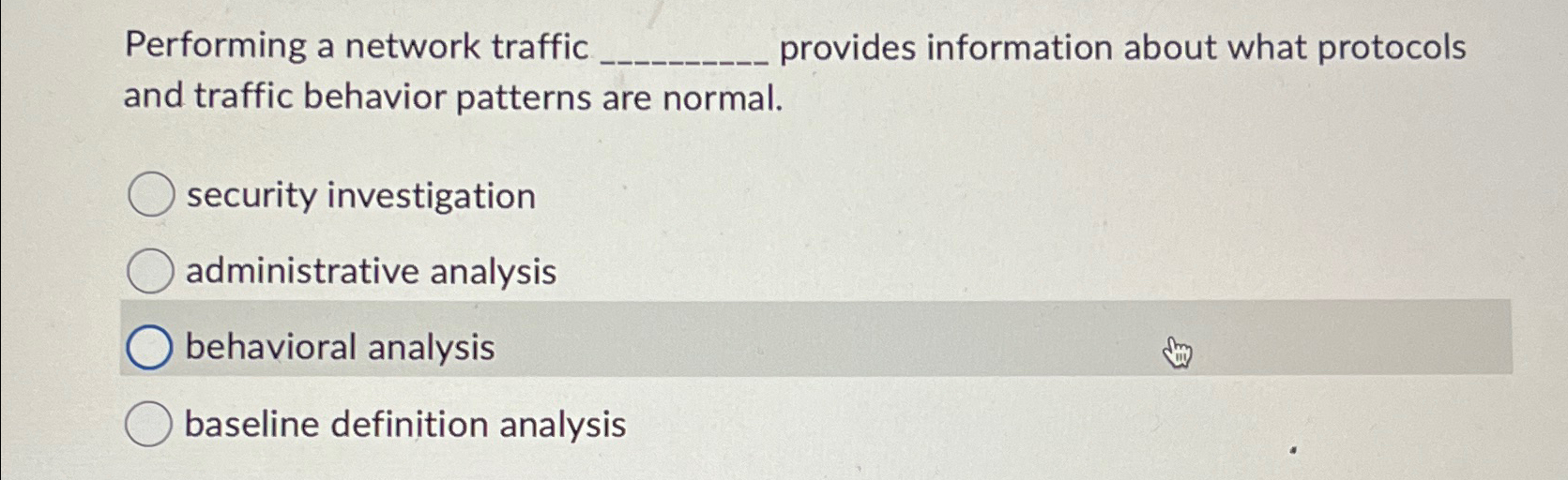 Solved Performing a network traffic ﻿provides information | Chegg.com