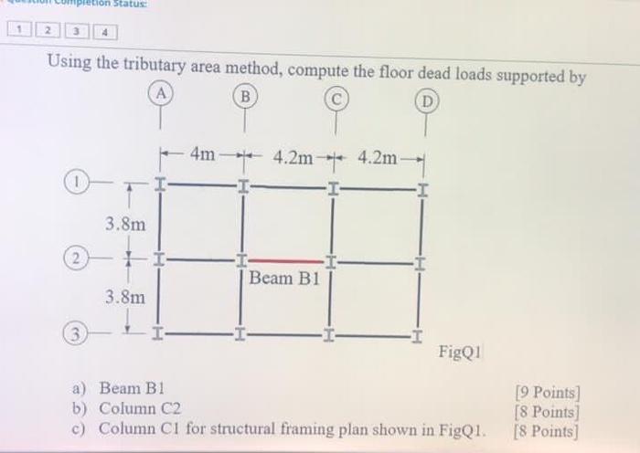 Solved Pretion Status Using the tributary area method, | Chegg.com
