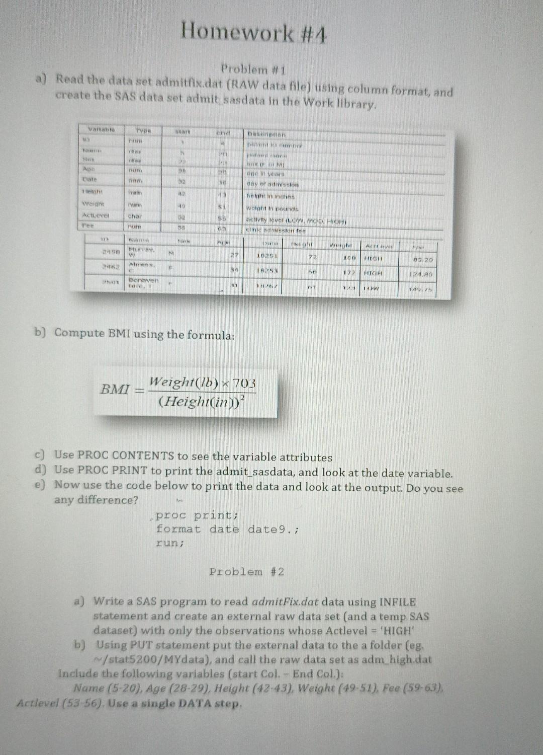 Solved Homework \#4 Problem \#1 a) Read the data set | Chegg.com