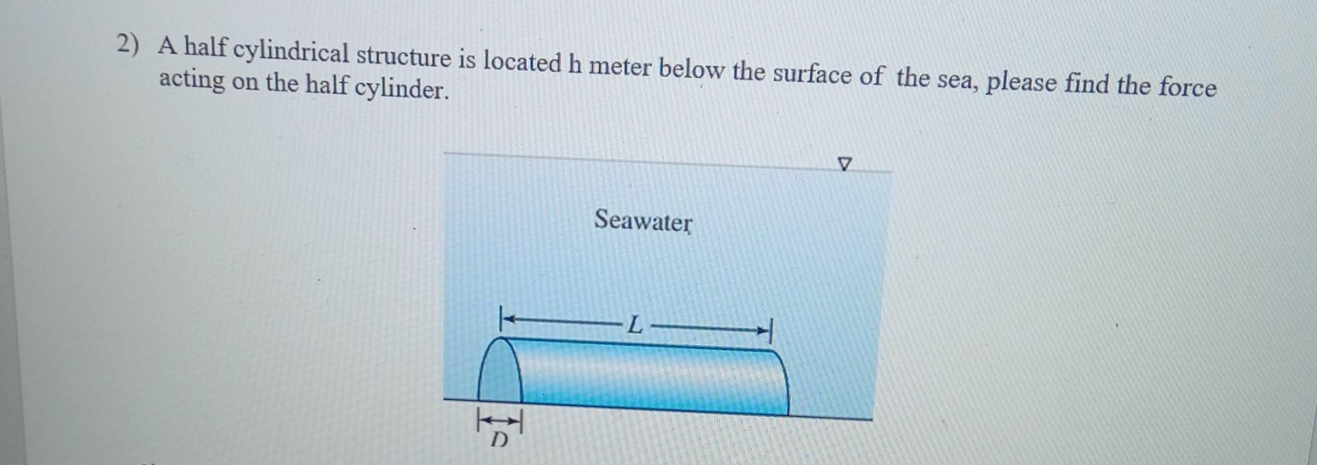 Solved 2) A half cylindrical structure is located h meter | Chegg.com