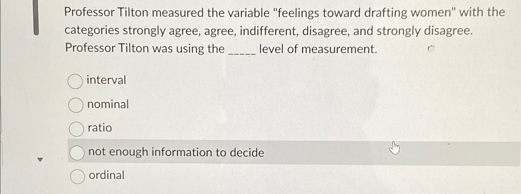 Solved Professor Tilton measured the variable "feelings | Chegg.com