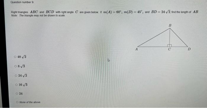 Solved Right triangles ABC and BCD with right angle C are | Chegg.com