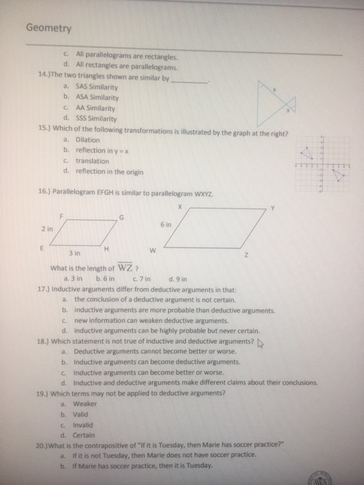 Solved Geometry All parallelograms are rectangles. d. All | Chegg.com